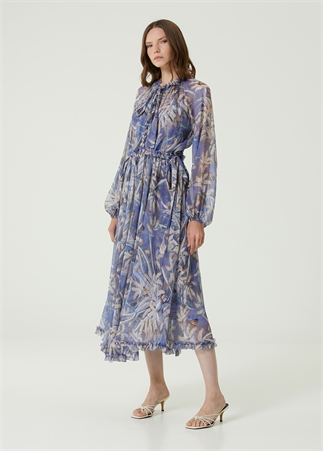 Zimmermann Kadın Çiçekli Midi İpek Kokteyl Elbise Mor 0 US