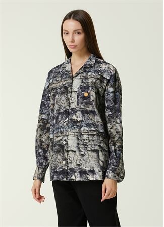 Agaleevic Kadın Siyah Desenli Gömlek S/M EU