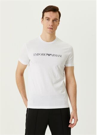 Emporio Armani Erkek Beyaz Logo Detaylı T-shirt S EU