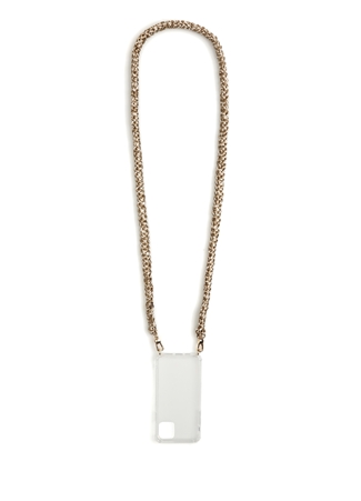 Giena Kadın Avaria Bej Örgü Dokulu Saten Telefon Askısı Eu