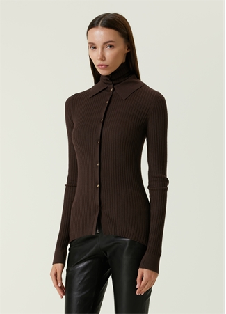 Dodo Bar Or Kadın Kahverengi Dik Yaka Triko 42 IT Dodo Bar Or Kadın Kahverengi Dik Yaka Triko 42 IT