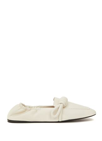 Loewe Kadın Beyaz Düğüm Detaylı Deri Loafer 36 EU