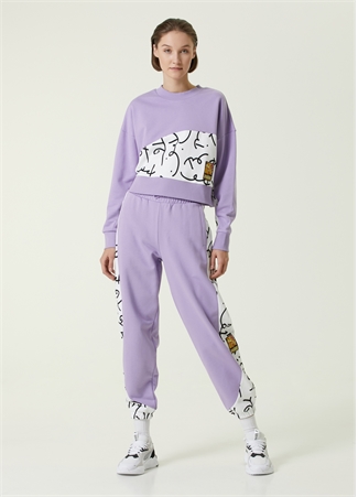 Puma Kadın Britto Lila Baskılı Eşofman Mor S Eu