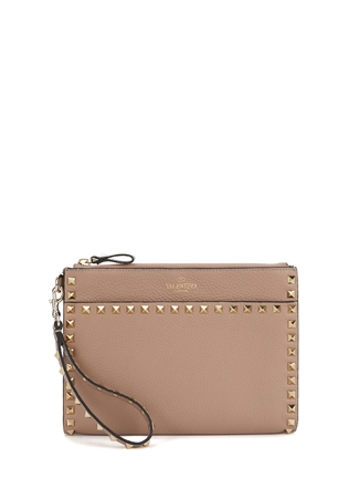 Valentino Garavani Kadın Nude Deri El Portföyü Pembe EU Valentino Garavani Kadın Nude Deri El Portföyü Pembe EU