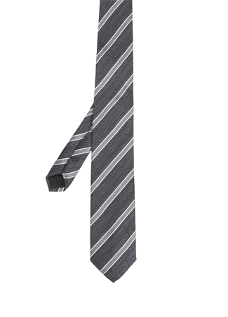 Network Erkek Antrasit Verev Çizgili İpek Kravat Gri EU Network Erkek Antrasit Verev Çizgili İpek Kravat Gri EU