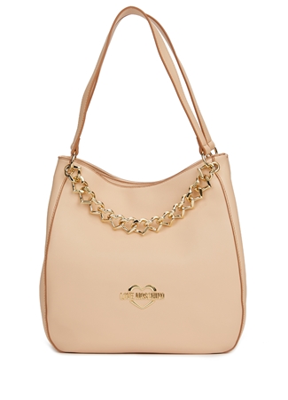 Love Moschino Kadın Nude Logolu Deri Hobo Pembe EU