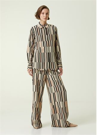 Joseph Kadın Çizgi Desenli Bol İpek Pantolon 34 FR