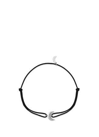 Mevaris Kadın High Moon Siyah Ay Detaylı Altın Rengi İp Bileklik Beyaz EU