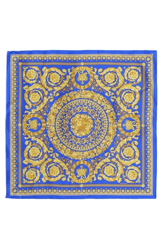Versace Kadın Mavi Gold 90x90 cm İpek Eşarp EU Versace Kadın Mavi Gold 90x90 cm İpek Eşarp EU