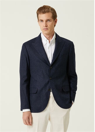 Brunello Cucinelli Erkek Lacivert Kelebek Yaka Yün Ceket 52 IT Brunello Cucinelli Erkek Lacivert Kelebek Yaka Yün Ceket 52 IT