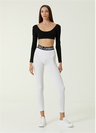 Dolce&Gabbana Kadın Beyaz Logo Bantlı Tayt 40 IT