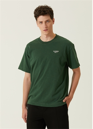 Closed Erkek Yeşil Bisiklet Yaka Nakışlı T-shirt S EU Closed Erkek Yeşil Bisiklet Yaka Nakışlı T-shirt S EU