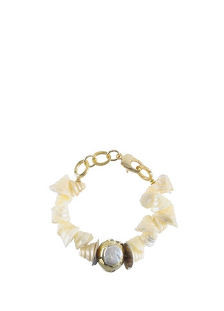 Ponponiere Kadın Caledasi Deniz Kabuğu Boncuklu Bileklik Beyaz EU