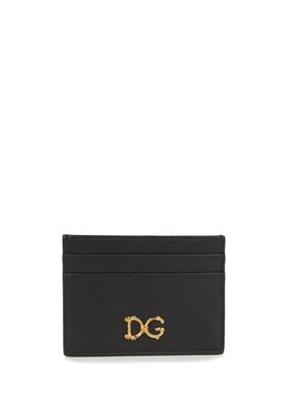 Dolce&Gabbana Kadın Siyah Logolu Deri Kartlık EU