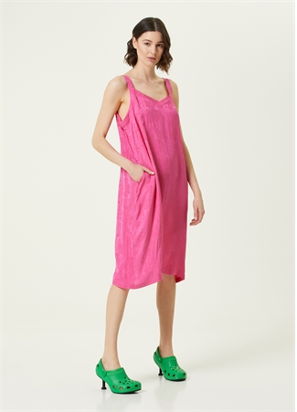 Balenciaga Kadın Pembe Desenli Midi Elbise Us