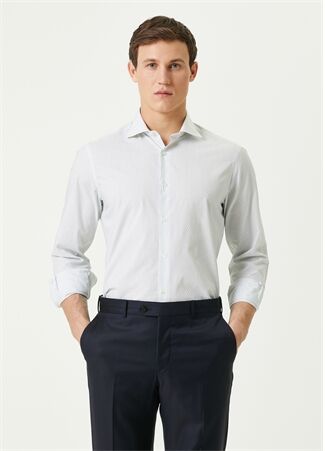 Pal Zileri Erkek Beyaz Çizgi Desenli Gömlek 42 IT