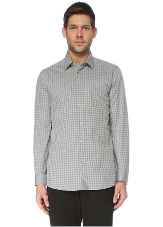 Palzileri Lab Erkek Gri İngiliz Yaka Kareli Gömlek 4 IT