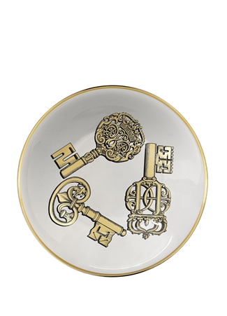 Fornasetti Centrepiece Chiavi Gold Dekoratif Porselen Kase Altın Rengi Fornasetti Centrepiece Chiavi Gold Dekoratif Porselen Kase Altın Rengi
