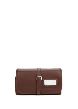 Brunello Cucinelli Erkek Kahverengi Deri Tıraş Çantası EU