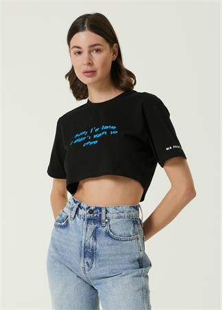 Ma Primi Giovani Kadın Siyah Yazı Baskılı Cropped T-shirt S EU Ma Primi Giovani Kadın Siyah Yazı Baskılı Cropped T-shirt S EU
