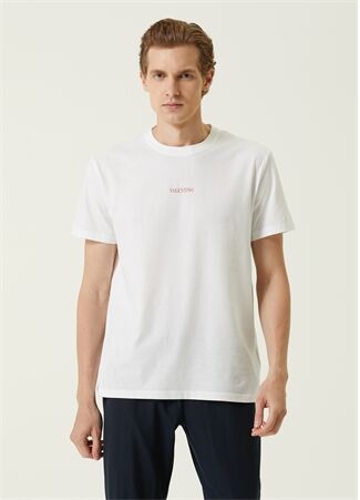 Valentino Erkek Beyaz Logo Detaylı T-shirt S EU