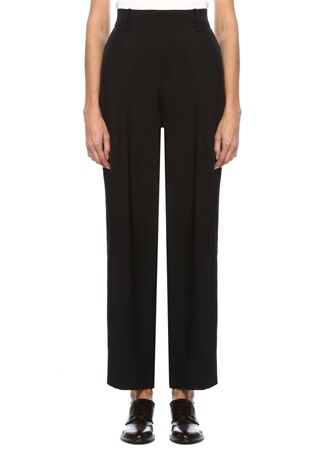 Vince Kadın Siyah Beli Büzgülü Pilili Bol Paça Pantolon XS EU