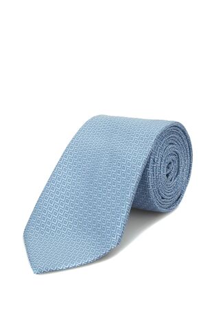 Pal Zileri Erkek Mavi Geometrik Desenli İpek Kravat EU
