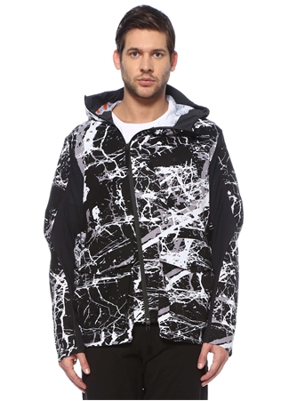 Isaora Erkek Zeus Stealth Shell Siyah Kapüşonlu Desenli Mont XXL EU