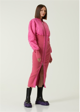 Ambush Kadın Pembe Dik Yaka Midi Puff Elbise XS EU Ambush Kadın Pembe Dik Yaka Midi Puff Elbise XS EU