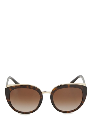 Dolce&Gabbana Kadın Turtle Desenli Yuvarlak Formlu Güneş Gözlüğü Kahverengi 54 EU