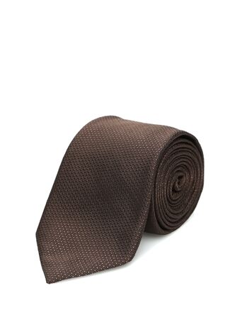 Pal Zileri Erkek Kahverengi Mikro Desenli İpek Kravat EU