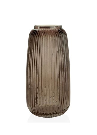 Andrea House Çizgi Dokulu Cam Vazo Kahverengi