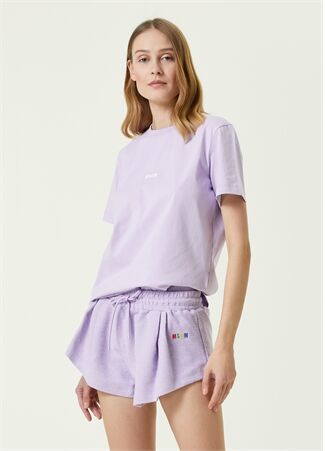 Msgm Kadın Lila Bisiklet Yaka T-shirt Mor S EU