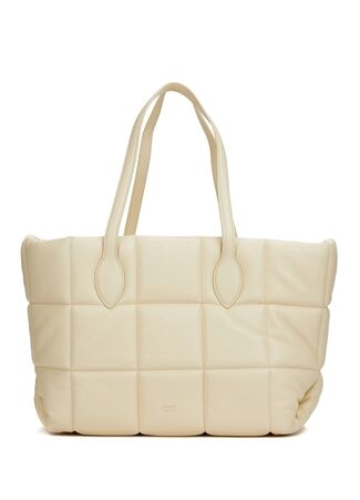 Khaite Kadın Krem Kapitone Dokulu Deri Çanta Bej EU