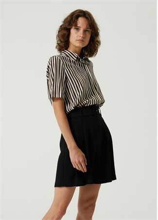 Beymen Club Kadın Kahverengi Çizgi Desenli İpek Gömlek S EU