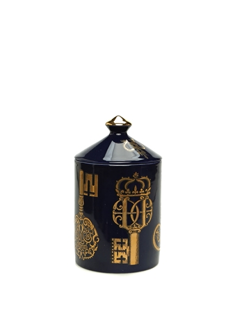 Fornasetti Chiavi Baskılı Mum Siyah