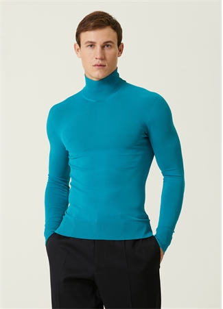 Bottega Veneta Erkek Mavi Balıkçı Yaka Kazak S EU