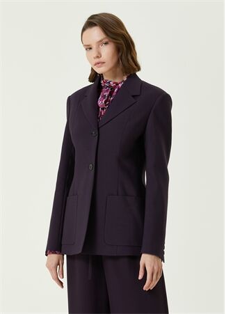 Valentino Kadın Mürdüm Kelebek Yaka Yün Ceket Mor 42 IT