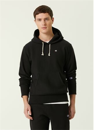 Champion Erkek Siyah Kapüşonlu Sweatshirt XS EU