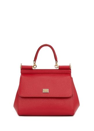 Dolce&Gabbana Kadın Sicily Small Kırmızı Deri Omuz Çantası EU