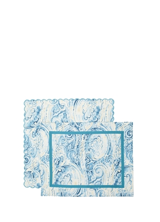 Etro Home Beyaz Mavi Etnik Desenli 2li Amerikan Servis Seti Etro Home Beyaz Mavi Etnik Desenli 2li Amerikan Servis Seti