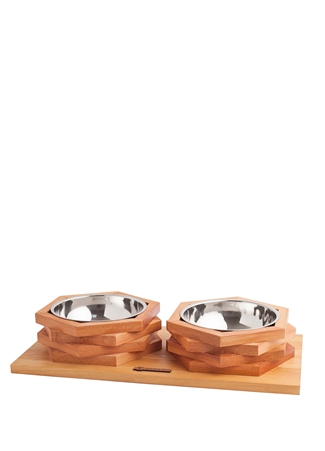 Wood&Tail Hexxup Medium Kedi Köpek Mama ve Su Kabı Kahverengi M EU Wood&Tail Hexxup Medium Kedi Köpek Mama ve Su Kabı Kahverengi M EU