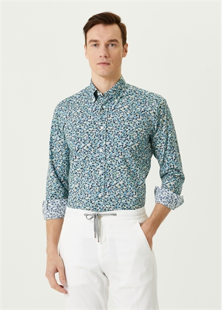 Canali Erkek Mavi Çiçek Desenli Gömlek M EU Canali Erkek Mavi Çiçek Desenli Gömlek M EU