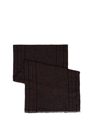 Zegna Erkek Bordo Çizgili Püsküllü Yün Atkı EU