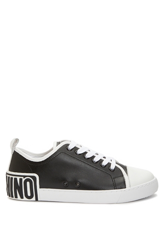 Moschino Kadın Siyah Beyaz Logolu Deri Sneaker 36 Eu Moschino Kadın Siyah Beyaz Logolu Deri Sneaker 36 Eu
