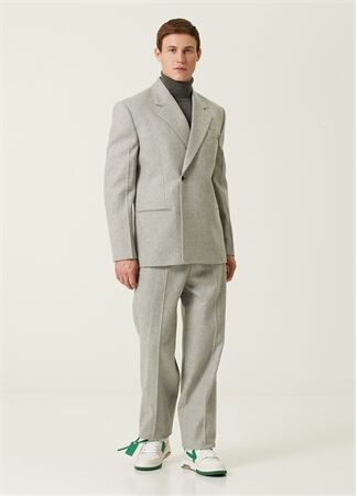 Off-White Erkek Gri Yün Pantolon 48 IT