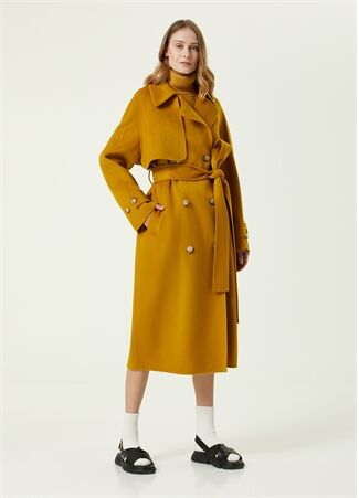 Joseph Kadın Colette Hardal Kruvaze Yün Palto Sarı 36 FR