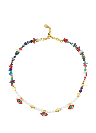 Berrin Özkan Kadın Nazar Boncuklu İncili Balık Detaylı Kolye EU Berrin Özkan Kadın Nazar Boncuklu İncili Balık Detaylı Kolye EU