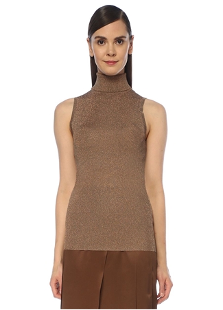 Brunello Cucinelli Kadın Balıkçı Yaka Simli Kolsuz Triko Kırmızı S EU