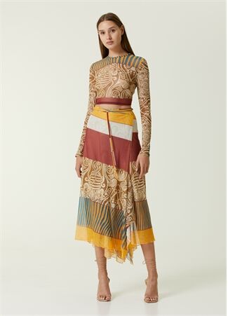 Alexis Kadın Remina Desenli Asimetrik Midi Etek S EU